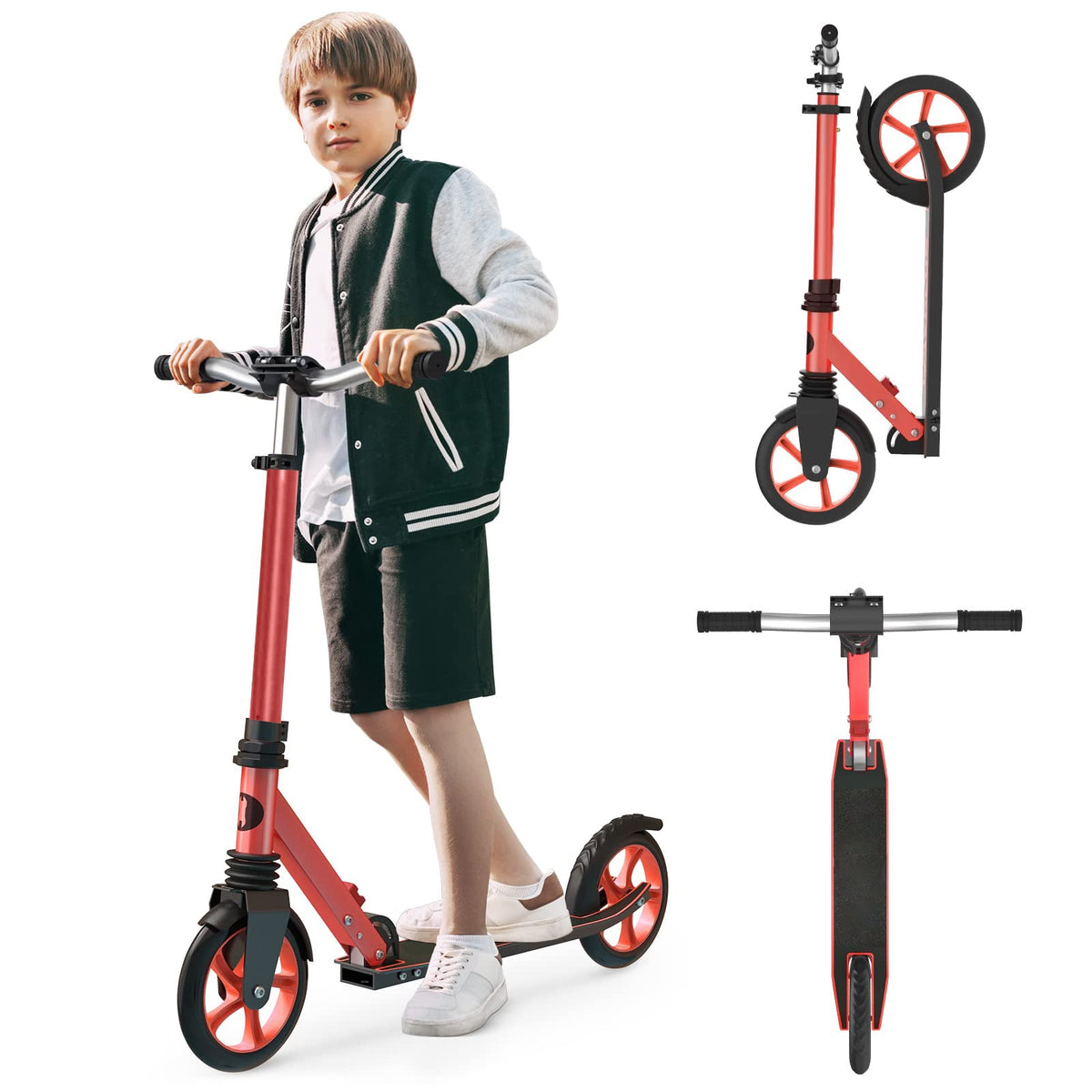 Kick Scooter for Ages 6+,Kid, Teens & Adults. Max Load 240 LBS. Foldab ...
