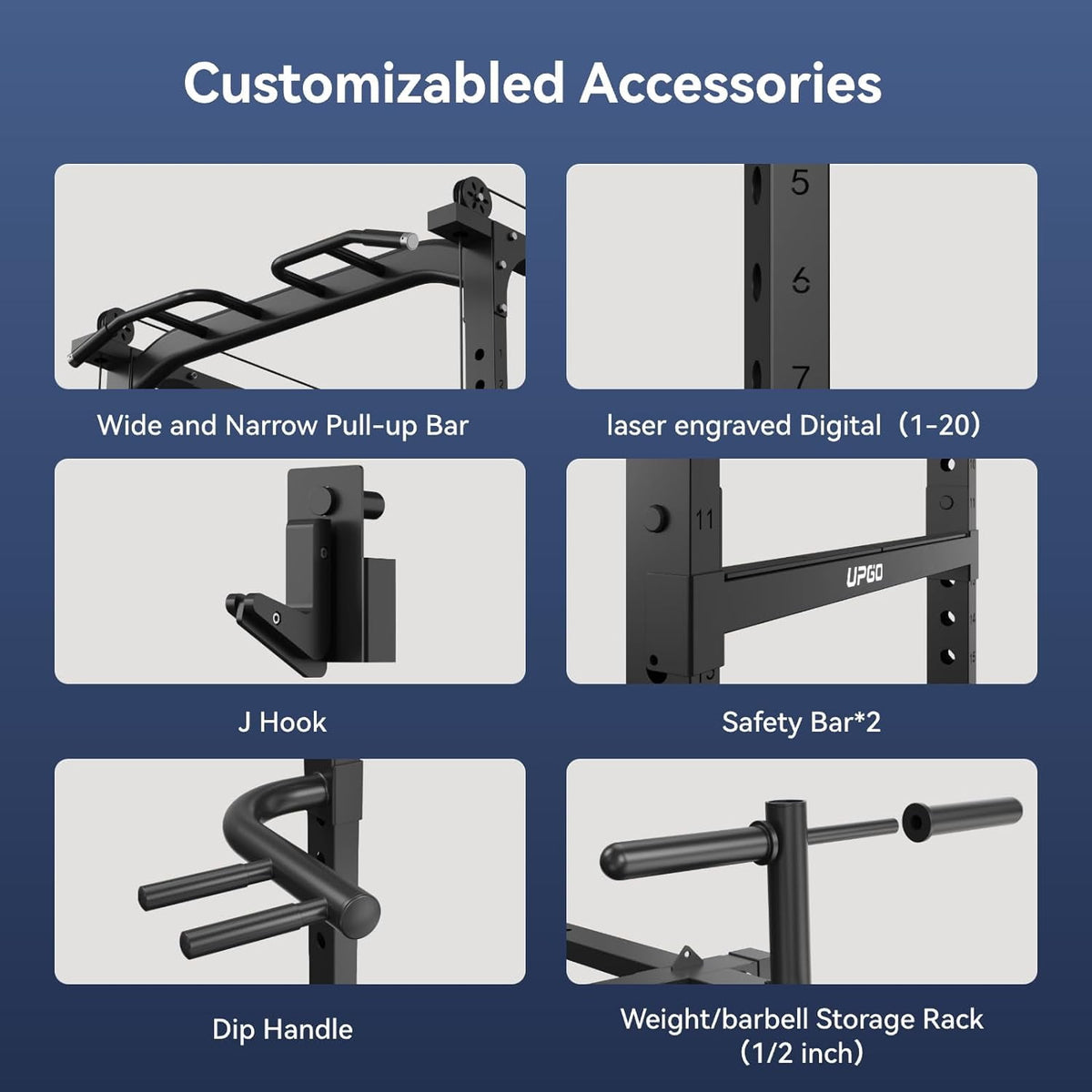 UPGO Power Cage, 1600lbs Multi-Function Power Rack with Adjustable Cab ...